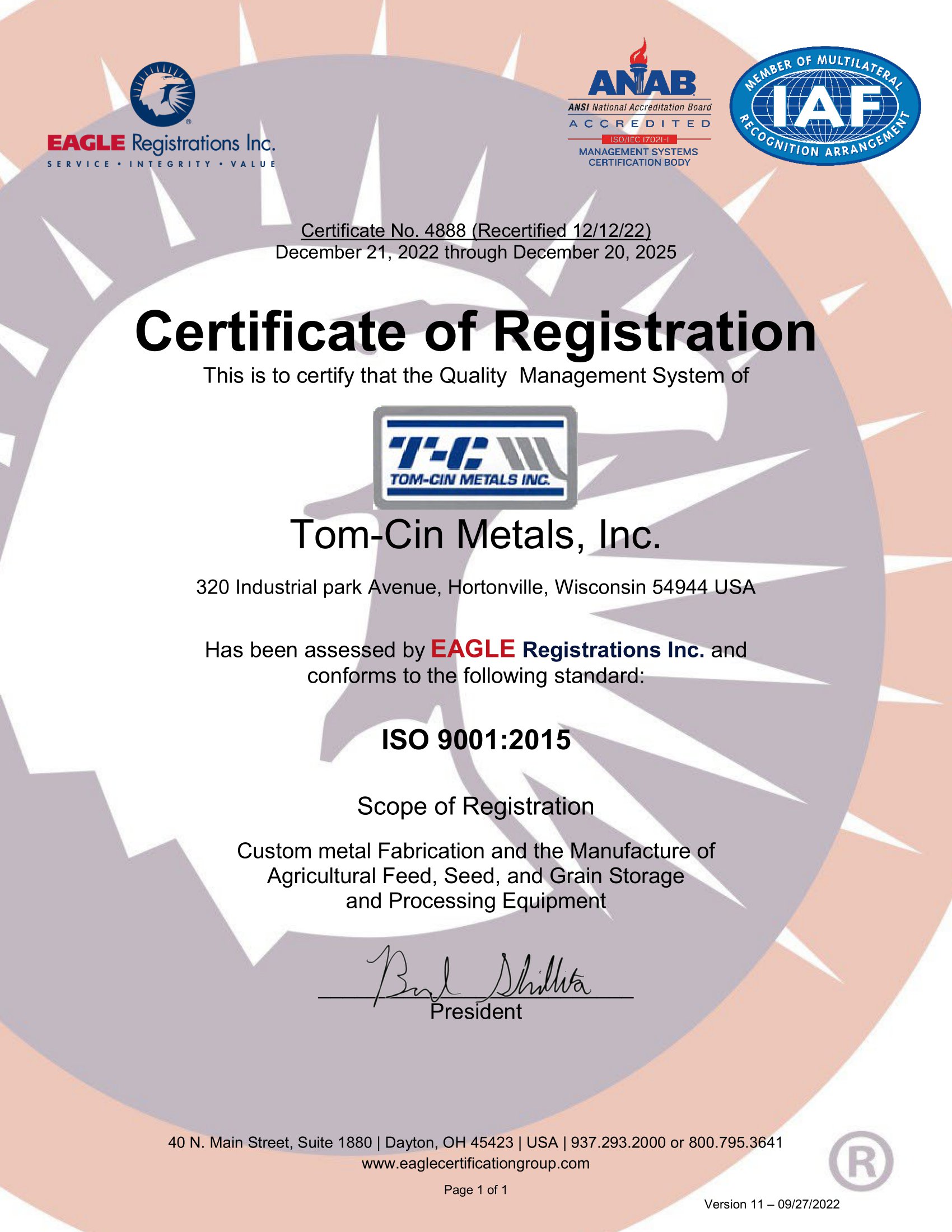Quality - Tom-Cin Metals Inc.